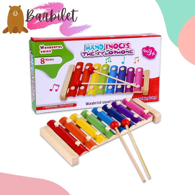 Musical Instrument Wooden Multicolor 8 Notes Xylophone Piano Early ...