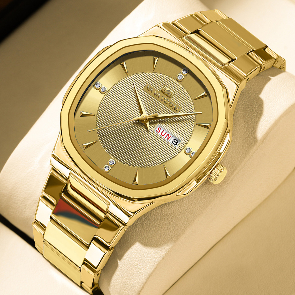 Business Casual Steel Chain Men's Watch Month Week Dual Calendar ...