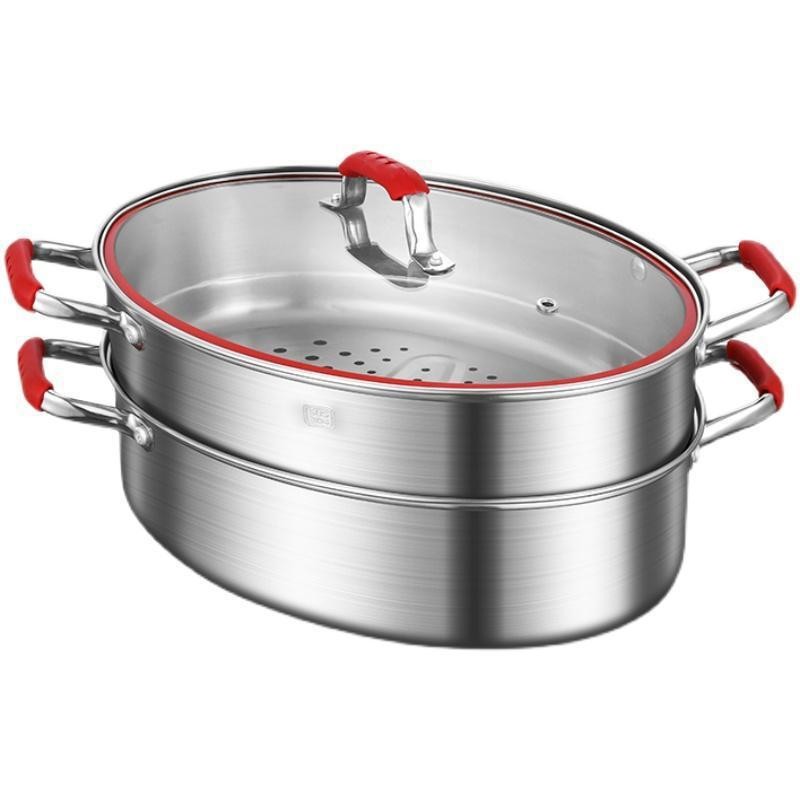 Periuk ikan kukus 304, keluli tahan karat isi rumah bujur, pengukus ...