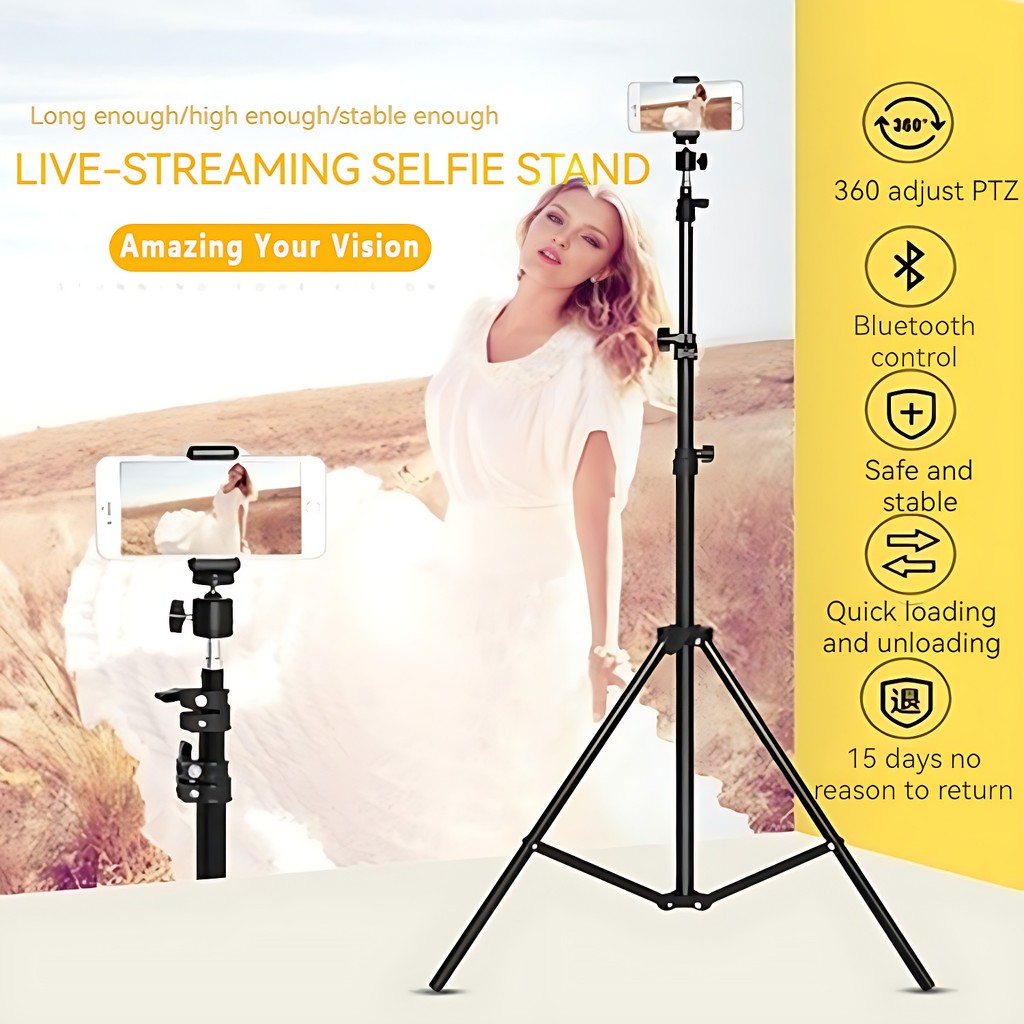 2.1-meter Landing Tripod Live Streaming Stand Video Photography Light ...