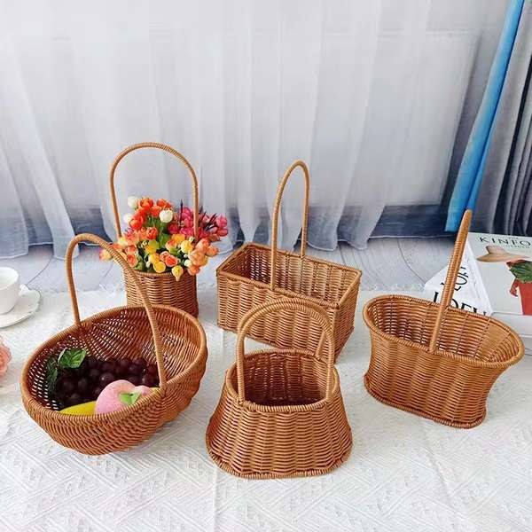 Menenun rotan, bakul bunga lezat mudah alih, hiasan ruang tamu, kedai ...