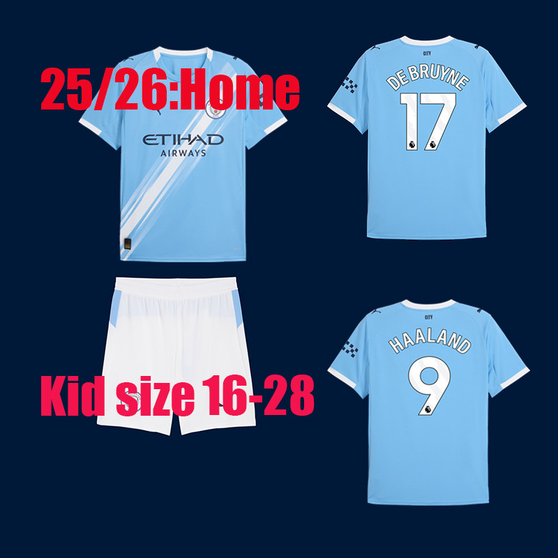 25/26 HAALAND soccer clothe 25/26 Man City Home Jersey kid suit (with ...