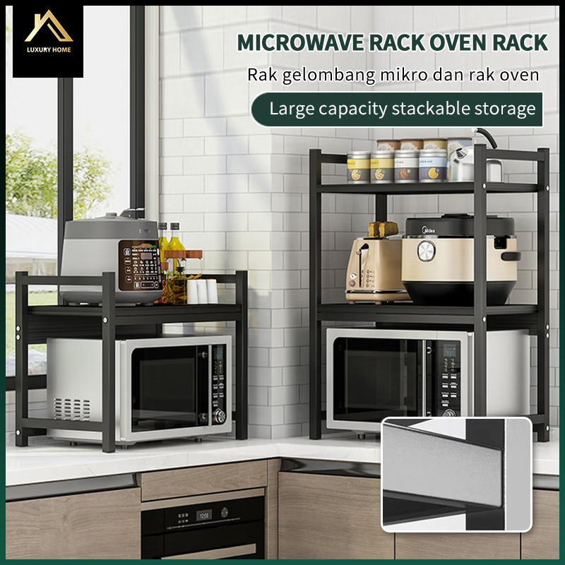 Foldable Microwave Oven Rack Free Installation Microwave Shelf ...