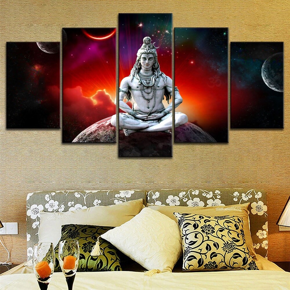 Seni kanvas langit bintang Tuhan Shiva | Set dekorasi dinding moduler ...