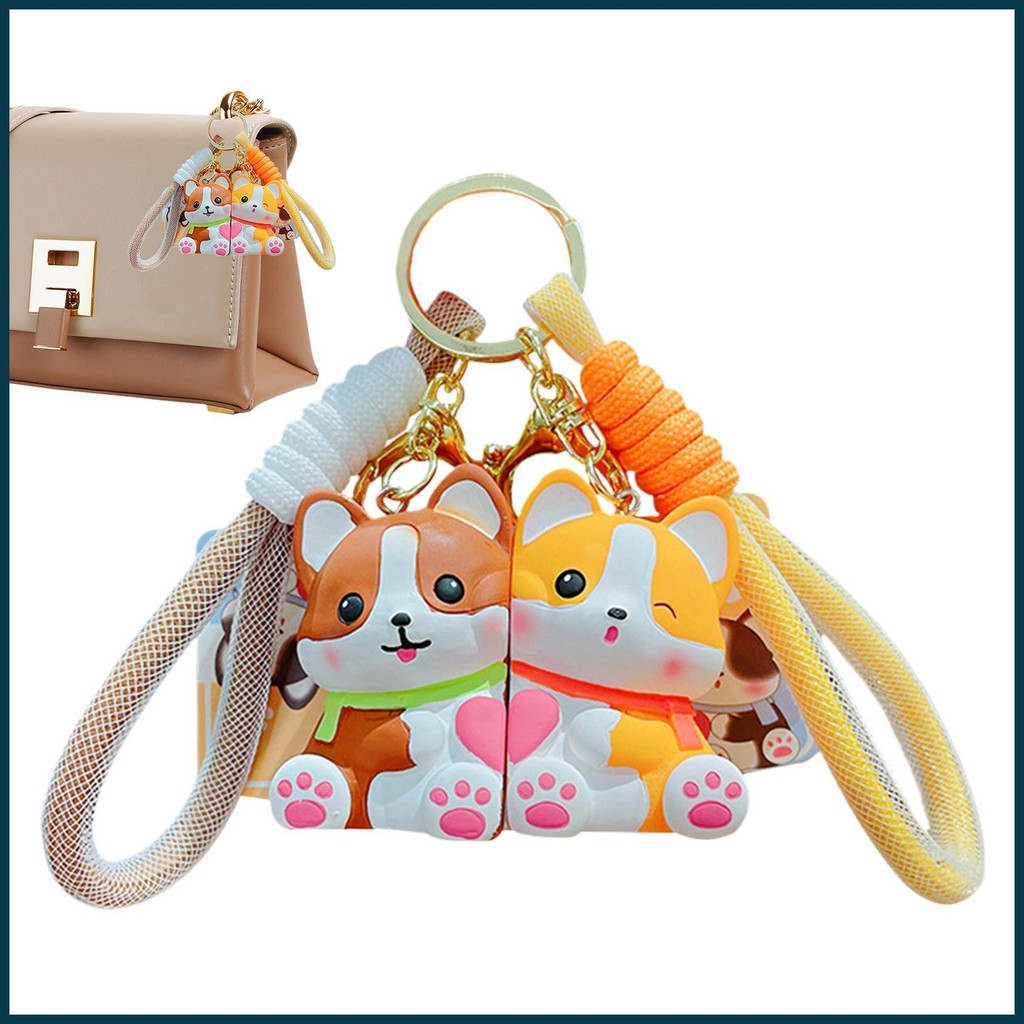 Cartoon Dog Keychain Cartoon Puppy Design Matching Couple Keychain Set ...