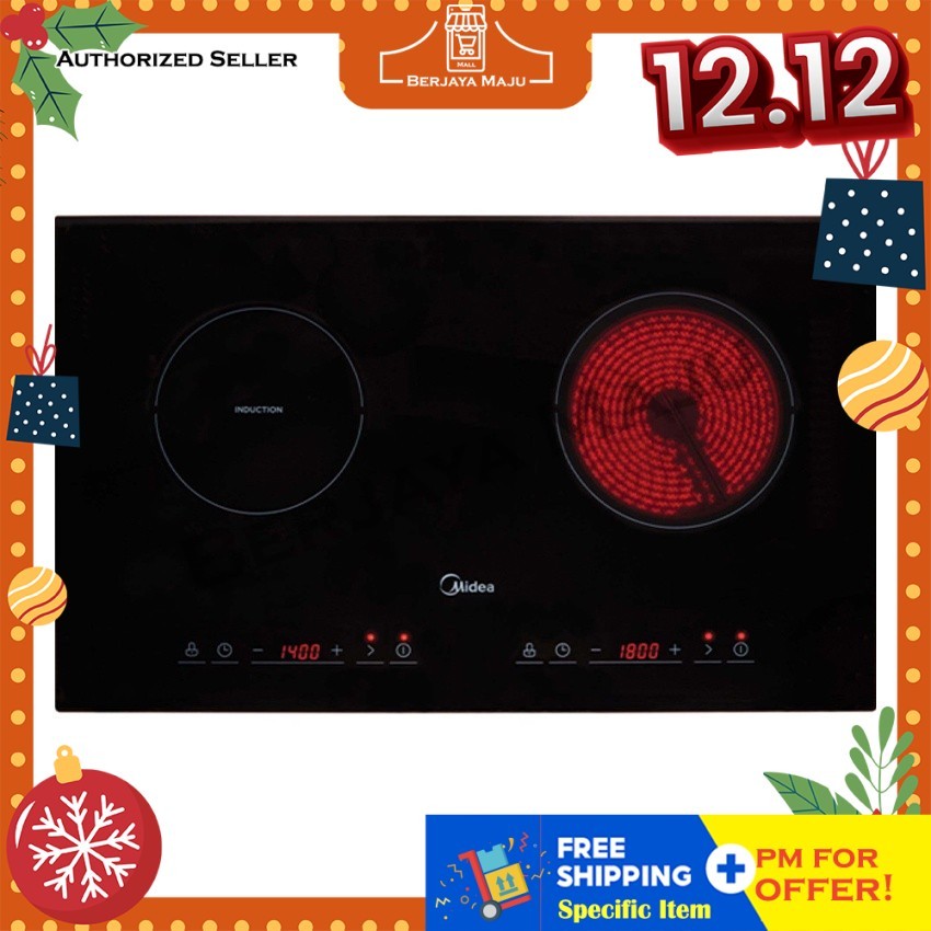 Midea 2 Burner 1800W Glass Ceramic Cooker Hob MC-IHD361 | Shopee Malaysia