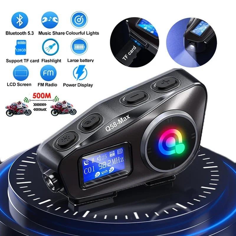 Q58 Max Motorcycle Helmet Bluetooth Intercom IP65 Waterproof Intercom Distance 500 Meters Multi ...