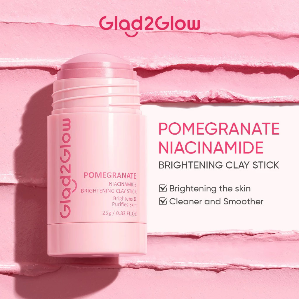 Glad2Glow Pomegranate Niacinamide Brightening Clay Stick 25g Face Mask Skincare Facial Clay Mask ...