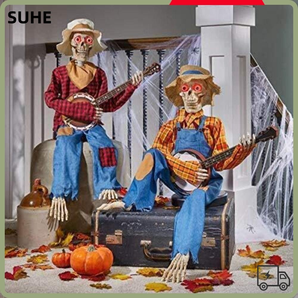LUCKY-SUHE Glowing Skull Guitar Statue, Luminescent Animated Dueling ...