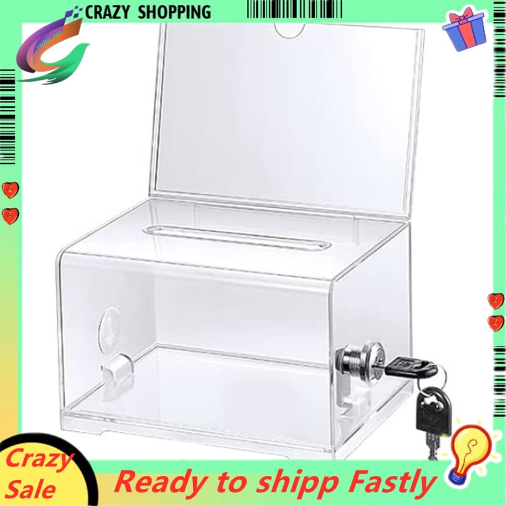1 Pack Acrylic Donation Box Donation Box with Lock Clear Ballot Box ...