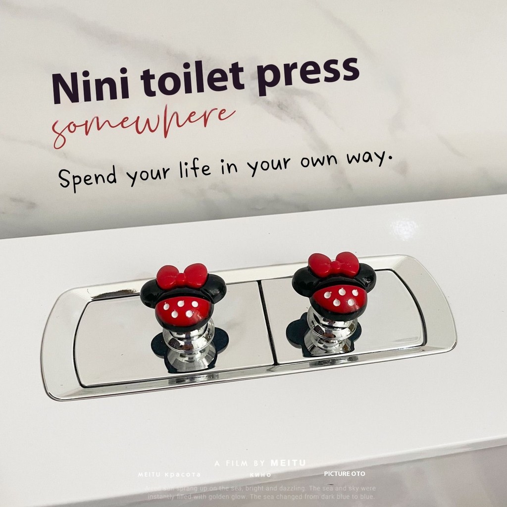 Minnie Cartoon Toilet Button Toilet Press Water Tank Button Toilet Lid ...