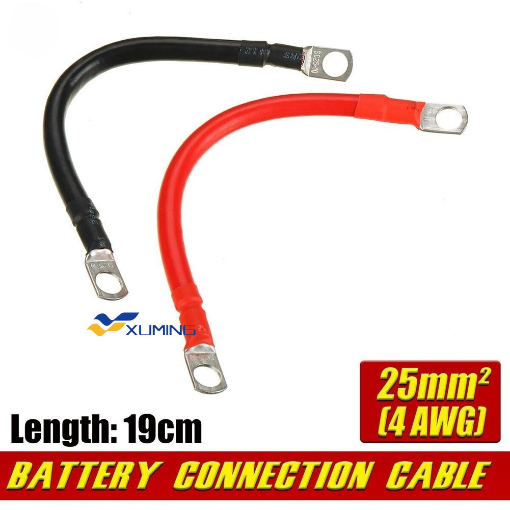 19CM 12v Battery Joiner Connector Lead Dc Wire 100 Amp Cable &Lugs Red ...