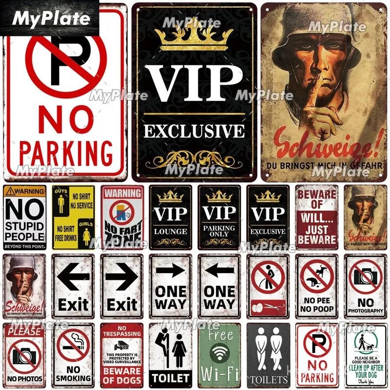 Vintage VIP No Parking Warning Metal Tin Sign Retro BarHome Wall Decor ...