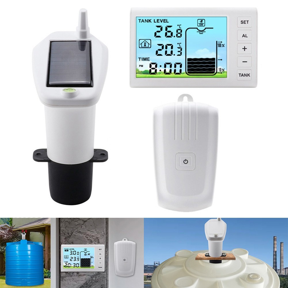[LUMY]Solar-Powered Digital Level Gauge: Monitor Water Depth & Temperature Alarm Clock【Ready ...