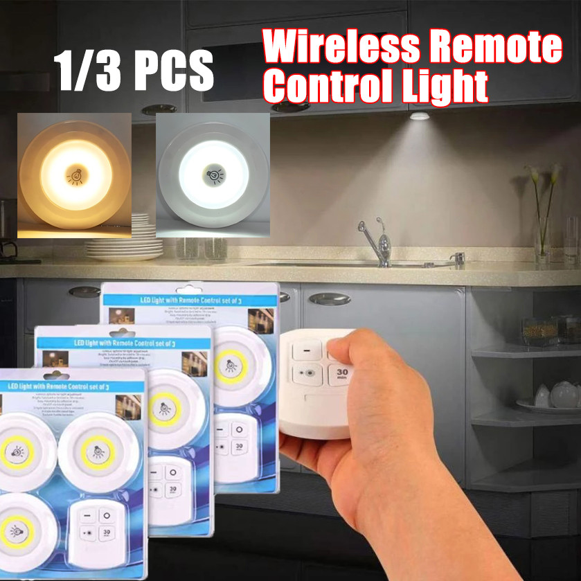 1/3PCS Remote Control Night Light LED Light Touch Light Kitchen Cabinet ...