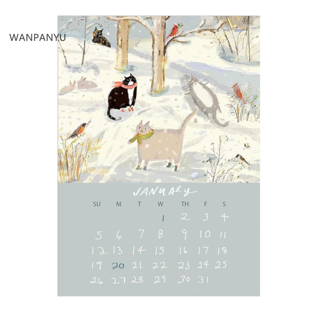 wanpanyu Unique Cat Art Calendar Cat Lover Calendar 2025 2025 Cat ...