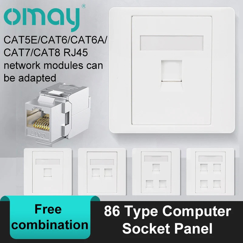 86 Type Computer Socket Panel CAT5E CAT6/6A/7/8 Network Module RJ45 ...