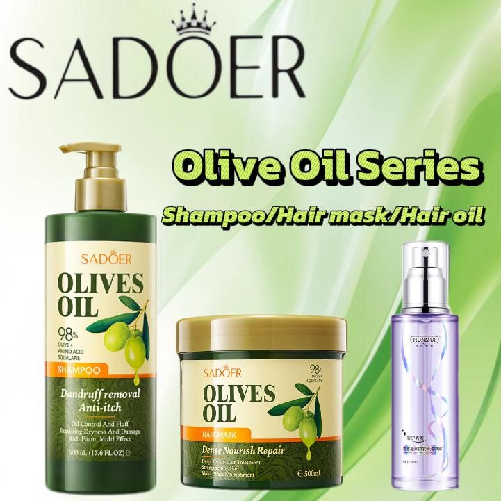SADOER Olive Oil Hair Care Set - Anti-Dandruff Shampoo, Repairing Hair Mask & Nourishing Hair ...