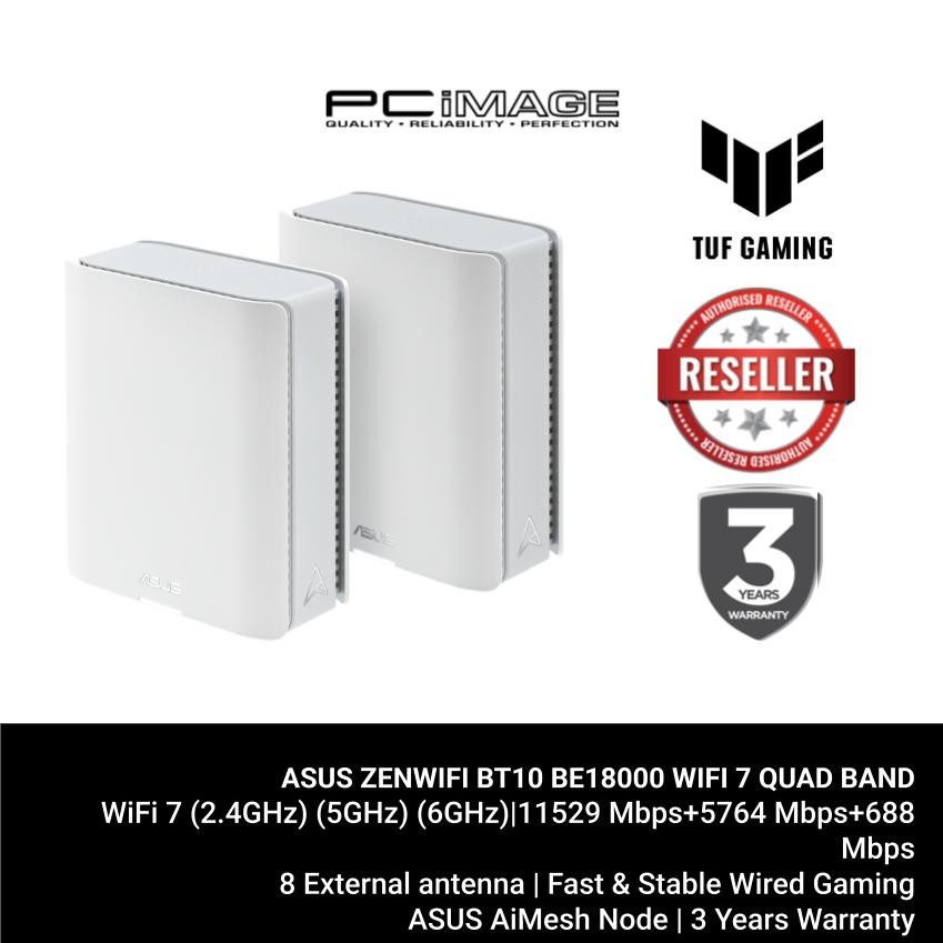 ASUS ZENWIFI BT10 BE18000 WIFI 7 QUAD BAND SMART HOME MESH SYSTEM-2PACK ...