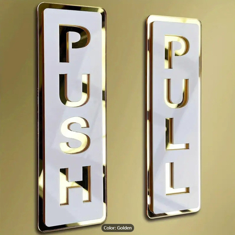 2pcs PUSH and PULL Acrylic Door Stickers 15x5cm, Door Opening Prompt ...