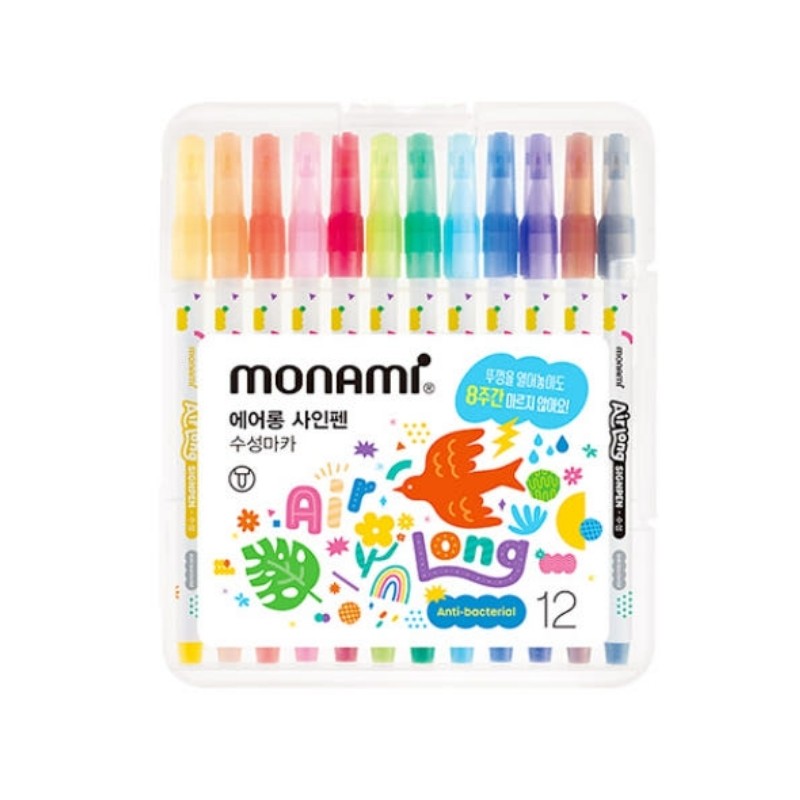 Monami Air long SignPen 12 Color Set / Non dry Sign Pen | Shopee Malaysia