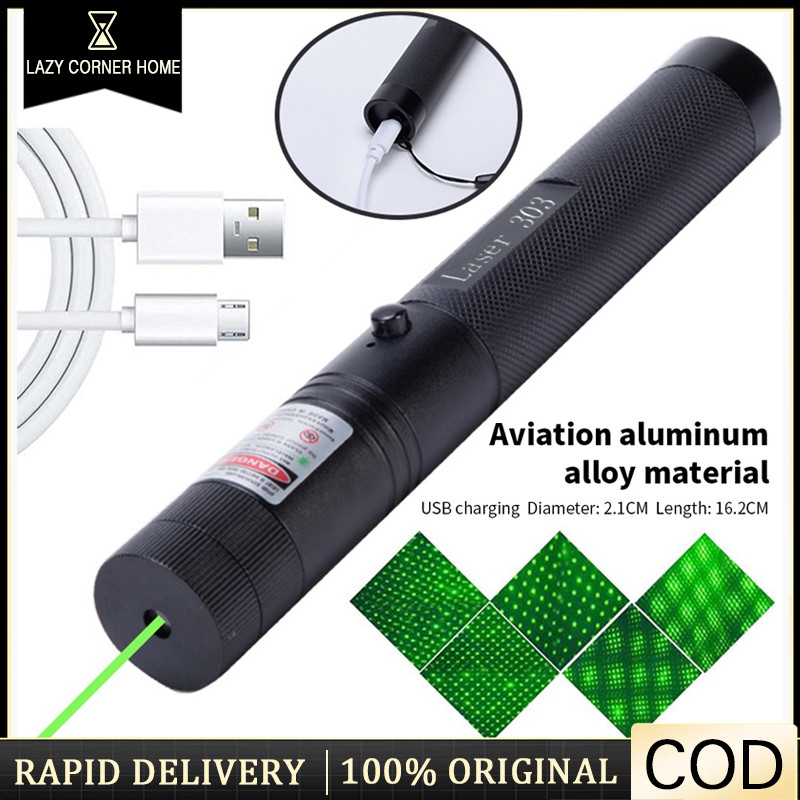 USB Rechargeable Green Laser Pointer Powerful Laser Light Laser 303 High Power Light Long-range ...