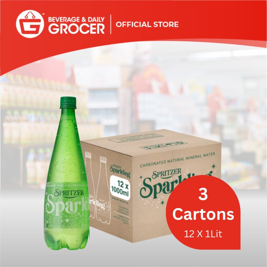 Spritzer Sparkling Natural Mineral Water 12 x 1L (36 Bottles) 3 Cartons | Shopee Malaysia