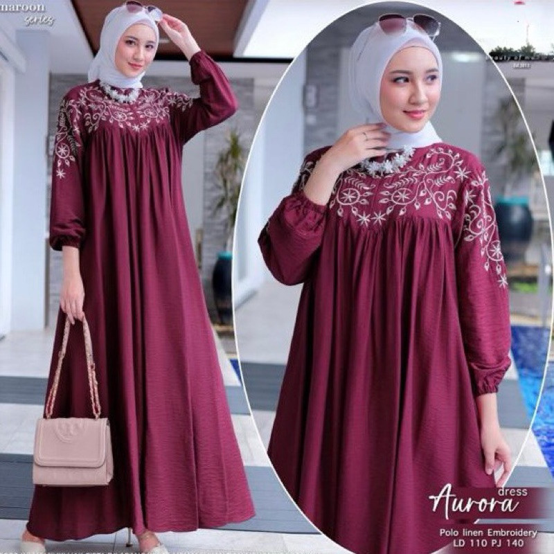 Morena Aurora Embroidered Dress Polo Linen Material Casual Wedding ...