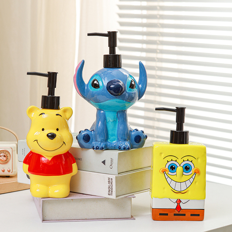 Cute SpongeBob SquarePants Ceramic Soap Liquid Press Empty Bottle ...