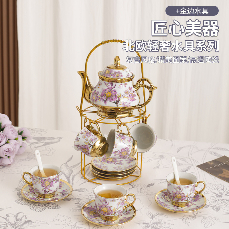 20 Piece Set European Style Tea Set Ceramic Coffee Cup Flower Tea English Style Afternoon Tea ...