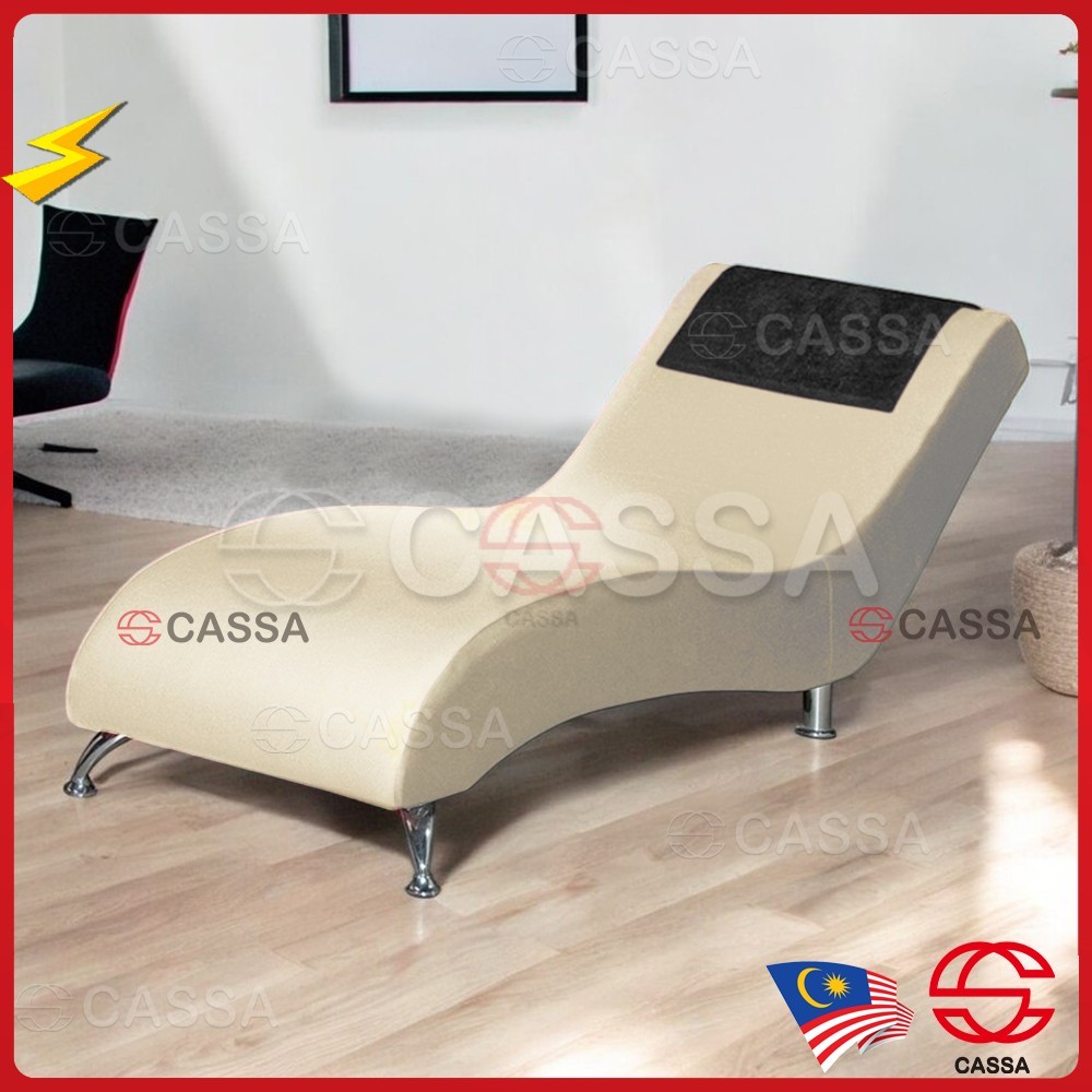 Cassa Roxanne Chaise Lounge Relaxing Chair Relax Sofa Bed (White Black) | Shopee Malaysia