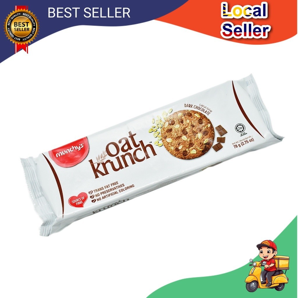 Biskut Oat Coklat Munchy's Oat Krunch Dark Chocolate (78g) | Shopee ...