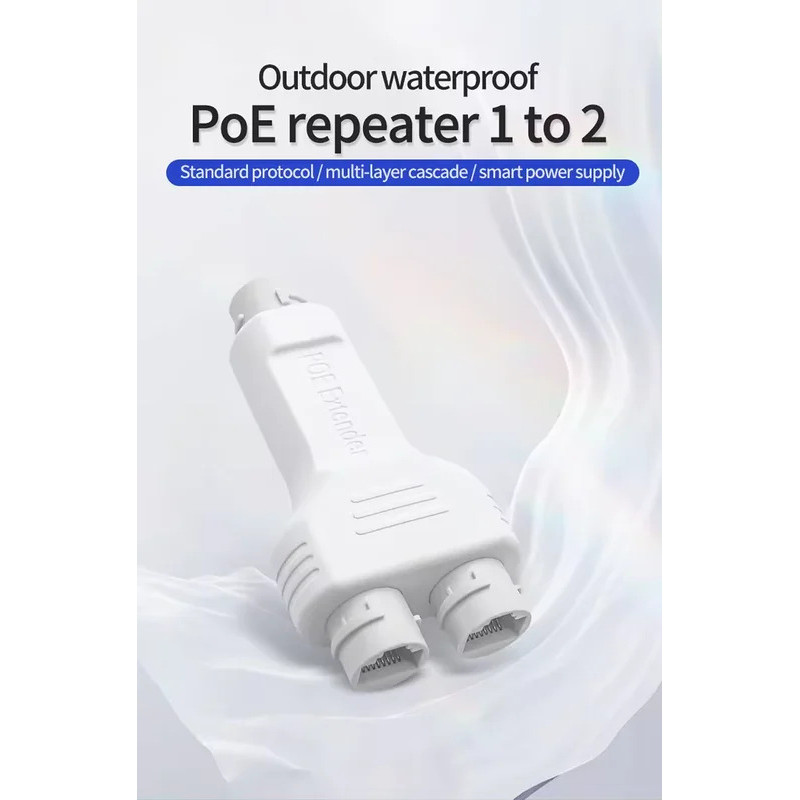 2 Port Waterproof POE Repeater IP66 10/100Mbps 1 To 2 PoE Extender With IEEE802.3af/at 48V ...