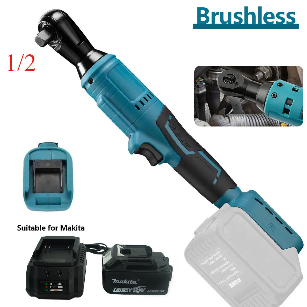 Brushless Ratchet Wrench, Cordless Powered Ratchet Tool Kit for Auto ...