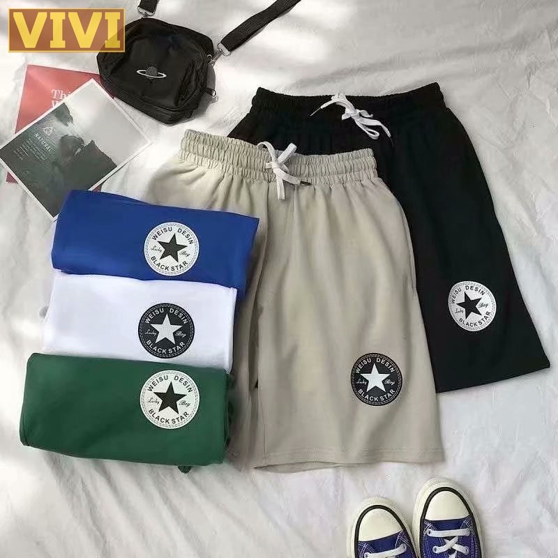 Simple star pattern Shorts pants men casual slacks short black pants ...