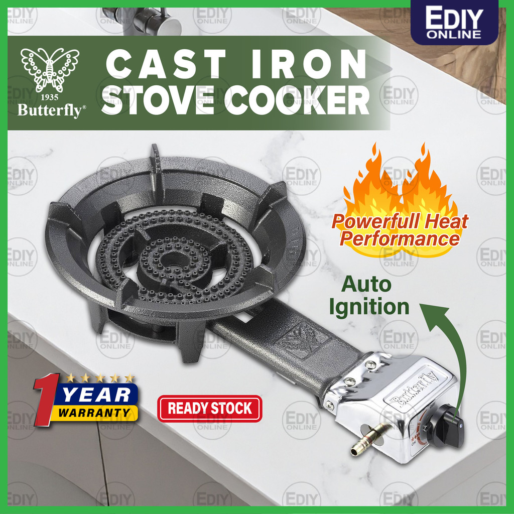 BUTTERFLY Auto Cast Iron Gas Stove Cooker LPG Automatic Low Pressure ...