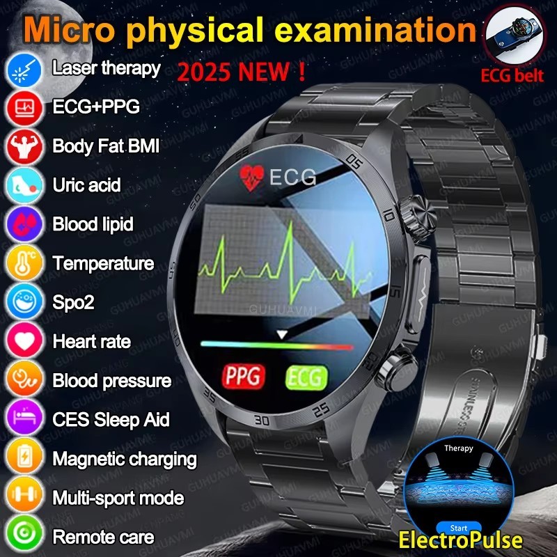 New Pulse ECG+PPG Smart Watch Men Blood Lipid Uric Acid Body Fat Tired ...