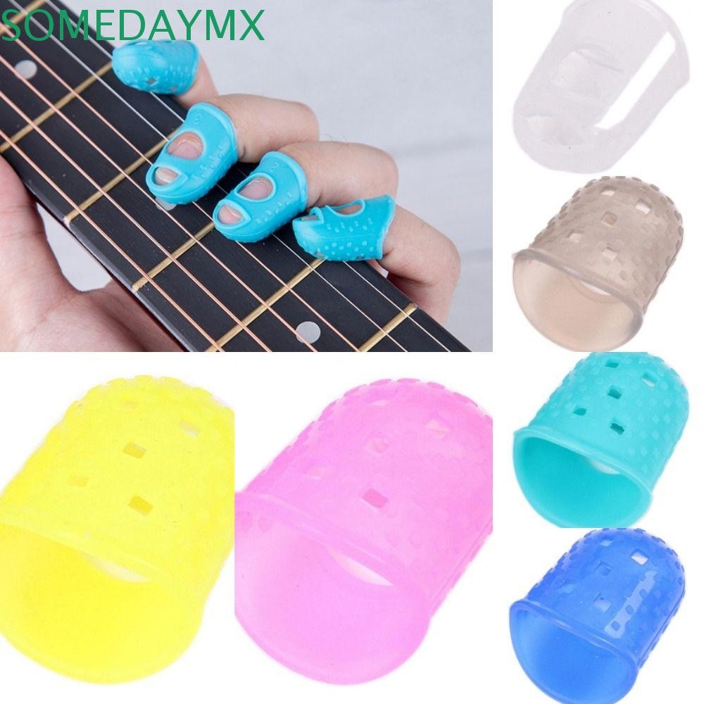 SOMEDAYMX 4pcs/set Guitar Fingertip Protectors, Solid Color Non-Slip ...