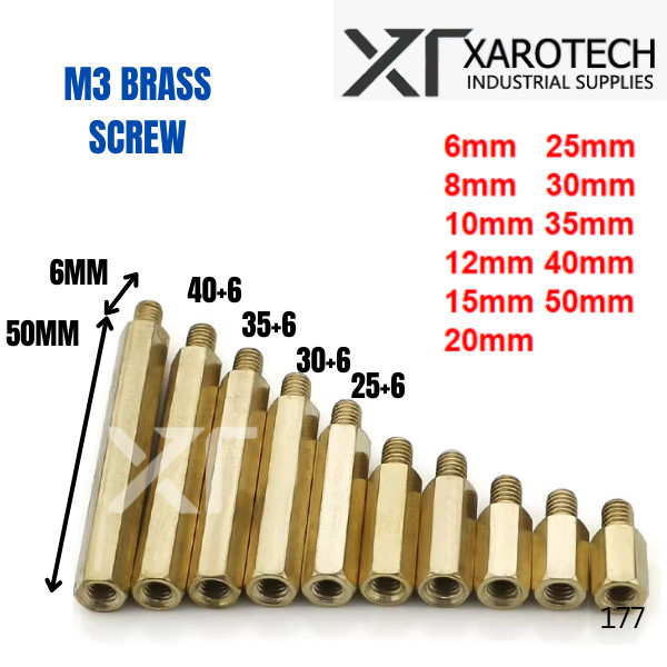 M3 Male to Female Brass Screw Thread PCB Stand-off Spacer(6+6 * 50+6 ...