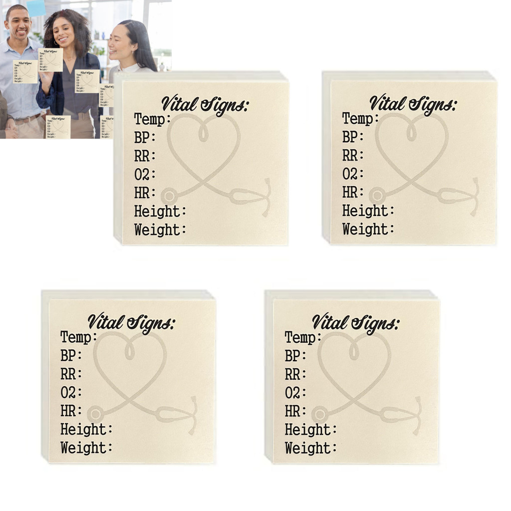 Love Pattern Medical Stickers Portable Vital Sign Notes 50 Sheets Vital ...