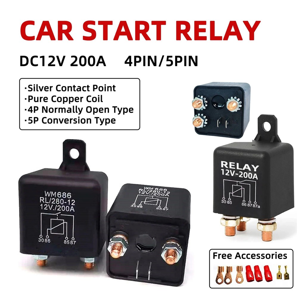 Start Relay 12V DC 200A 4PIN Main Power Switch Car Relay Automobile RV ...