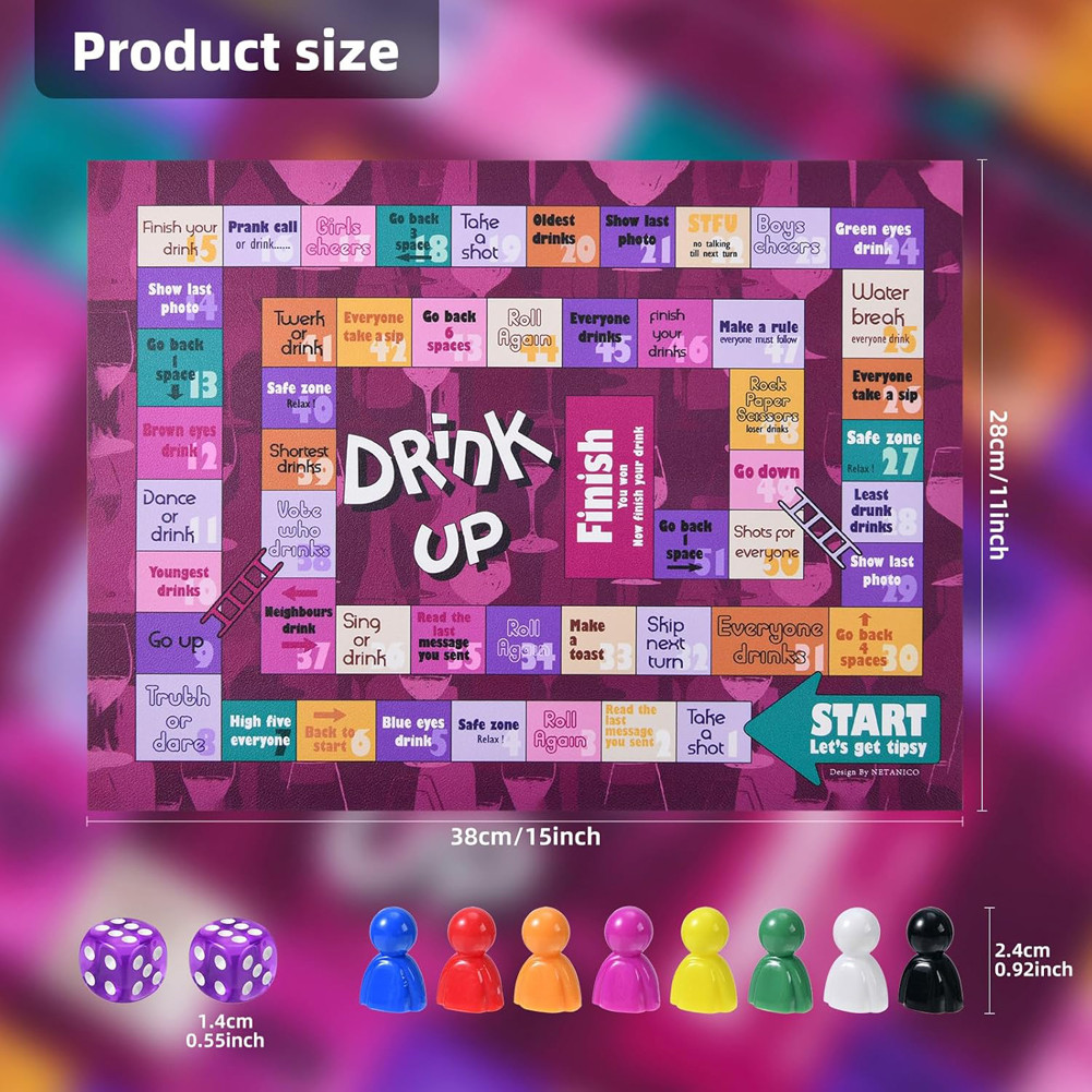 Tipsy Drinking Board Game Interactive Night Drinking Game 2-8 Players ...