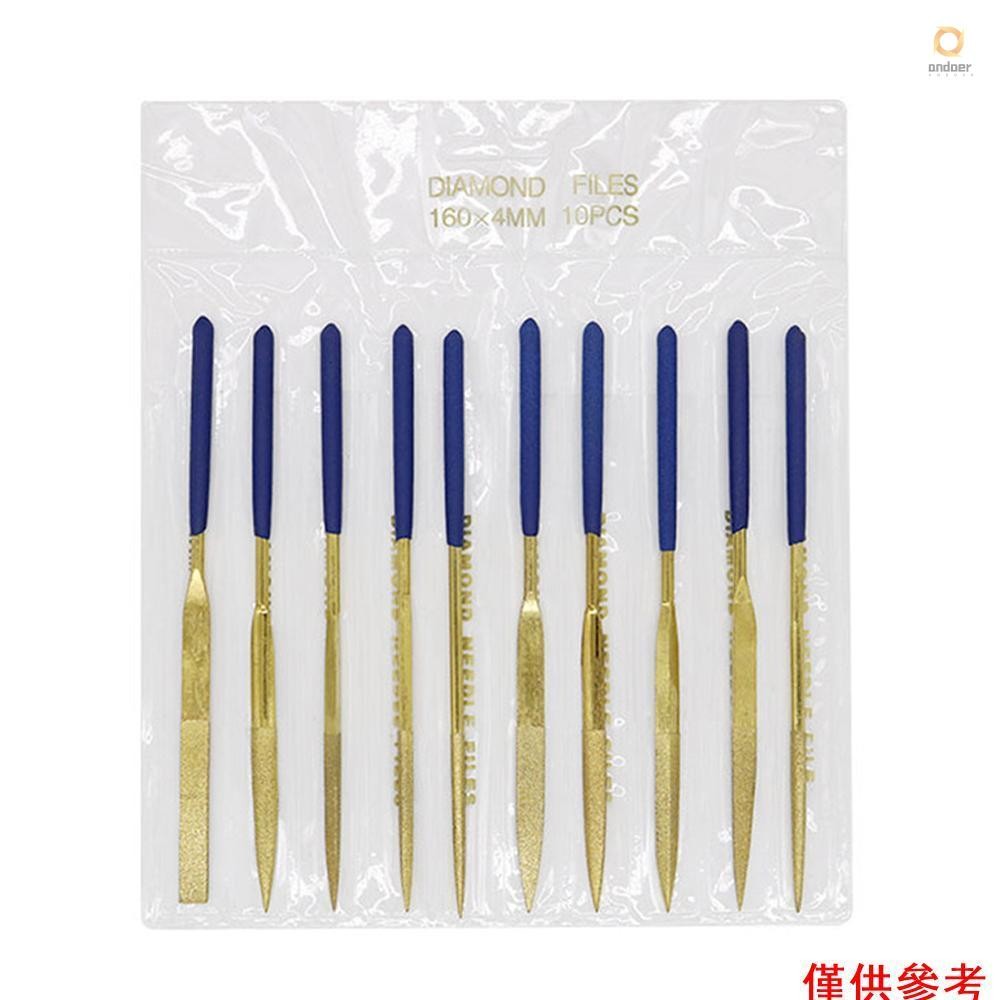 Ado)10PCS Gold-colored Diamond File Set with Rosewood Wooden Handles ...
