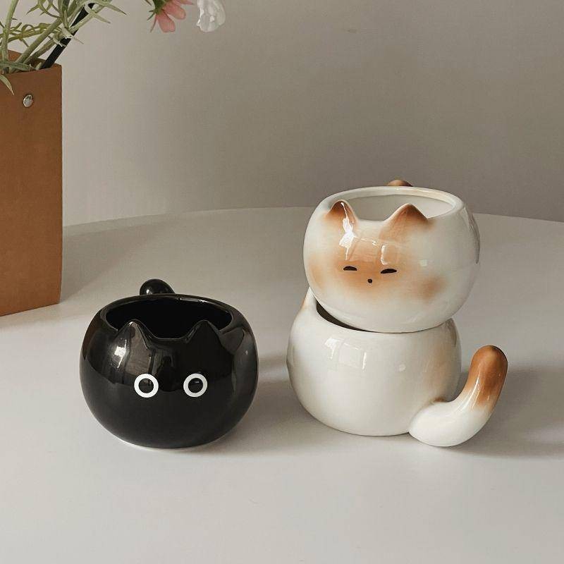 Cat Mug Ceramic Coffee Cup Drink Tea Cup Couple Mug Gift Set Aesthetic ...