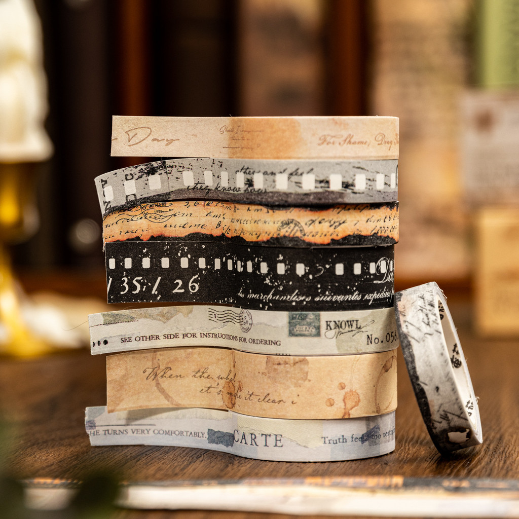 ENWEI 4 Rolls [Former Book Pavilion] Vintage Journal Masking Tape White ...
