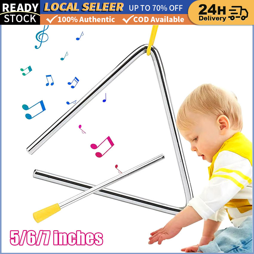 5/6/7 inch Triangle Bell Alat Muzik Musical Instrument Music teaching ...