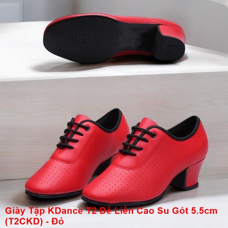 Kdance T2 Dance Training Shoes Rubber Sole 5.5cm Heel (T2CKD) - Red ...