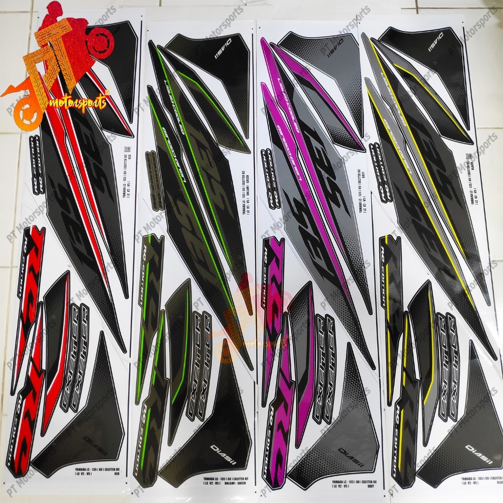 LC 135 V1 V2 V3 V4 V5 V6 V7 V8 Fi Y15 Exciter Rc 80 Sticker Body Stripe Red Black Grey Yellow ...