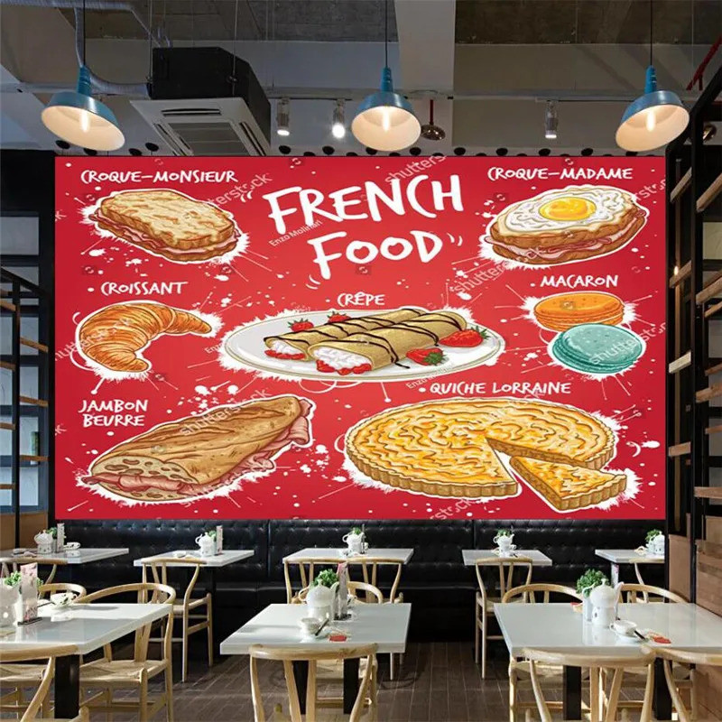 Custom wallpaper mural Cake Pizza Bread Fast Food Restaurant Industrial ...