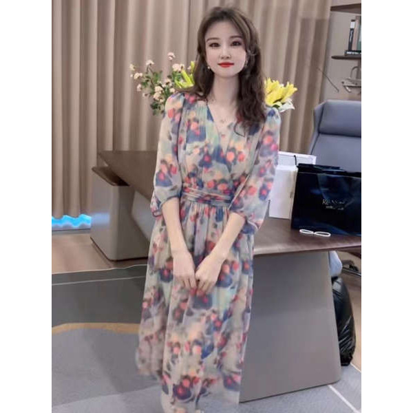 skirt labuh long skirt Melancong bercuti, gaun panjang bunga, cetakan ...